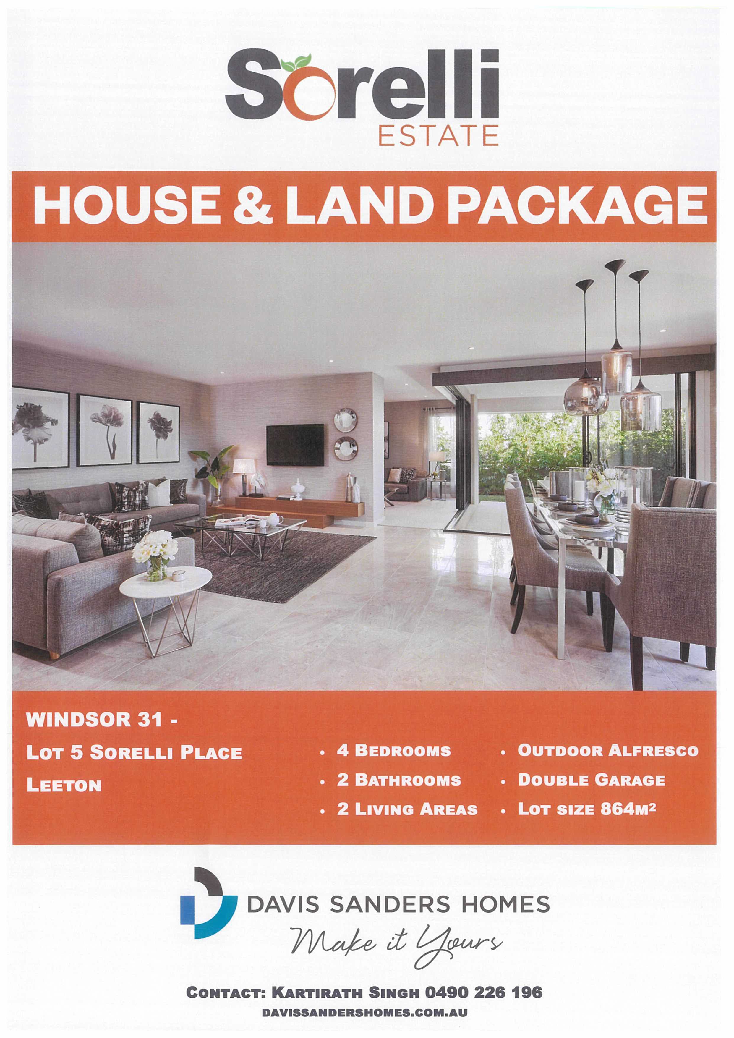 [House & Land] Lot 5: Windsor 31 by Davis Sanders Homes @ Sorelli Estate - Leeton | OpenLot